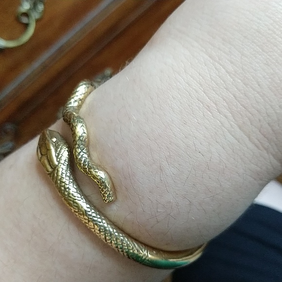 Jewelry | Mma Egyptian Revival Snake Bracelet Bangle Gold Tone Serpent ...